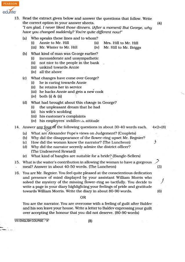 Class 8 Cbse English Question Paper Term 2 Class 8 Cbse English Question Paper Term 2