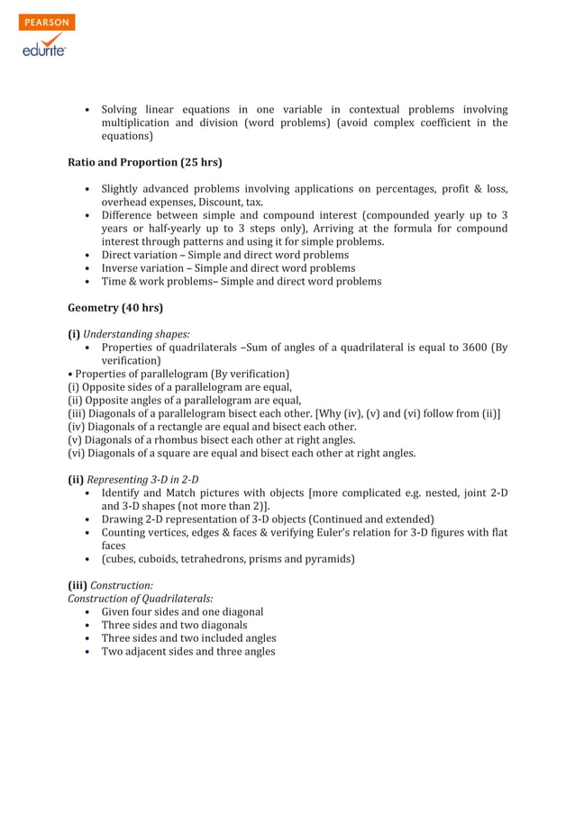 Class 8 Cbse Maths Syllabus 2011-12 | PDF