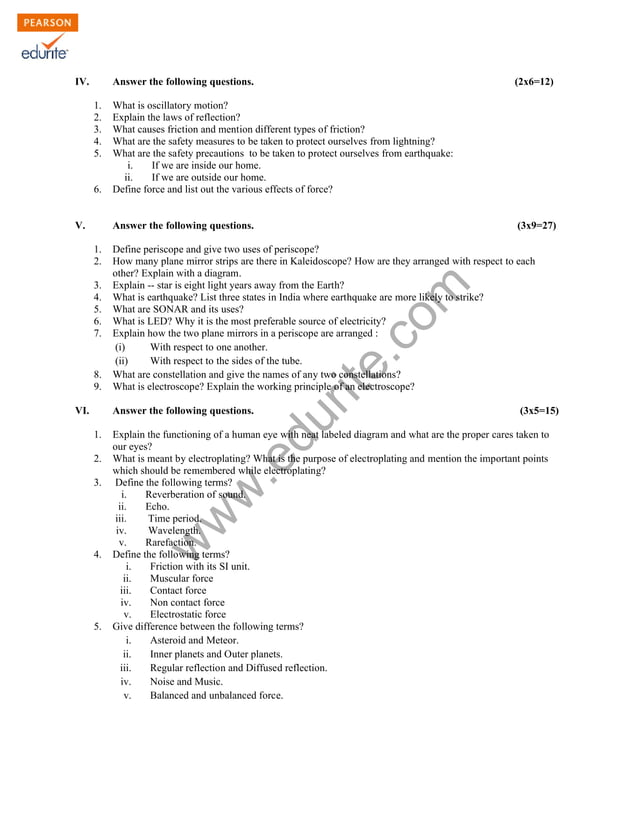 Class 8 Cbse Physics Sample Paper | PDF