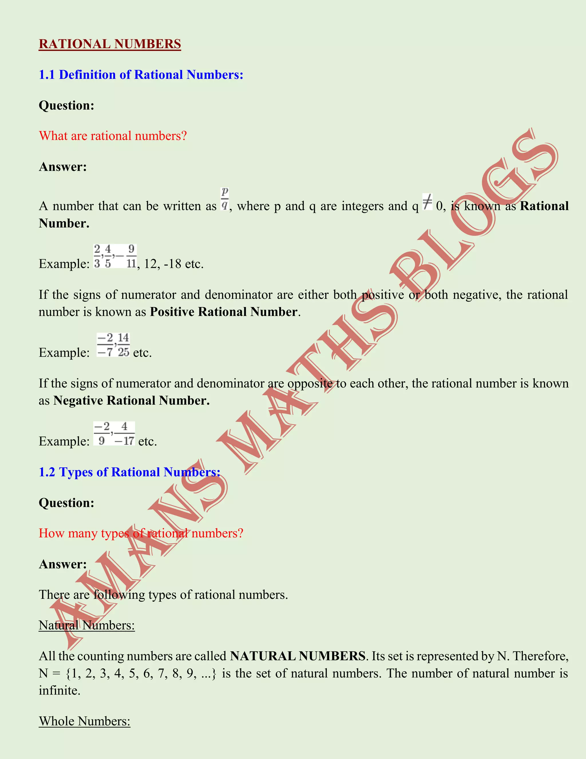 Cbse class-8th-rational numbers-amans-maths-blogs | PDF