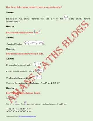 Cbse class-8th-rational numbers-amans-maths-blogs | PDF