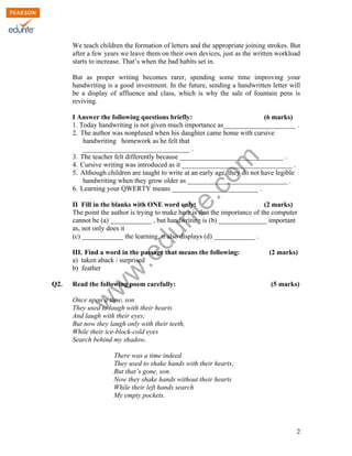 Class 9 Cbse English Communicative Sample Paper Term 1 2011 | PDF