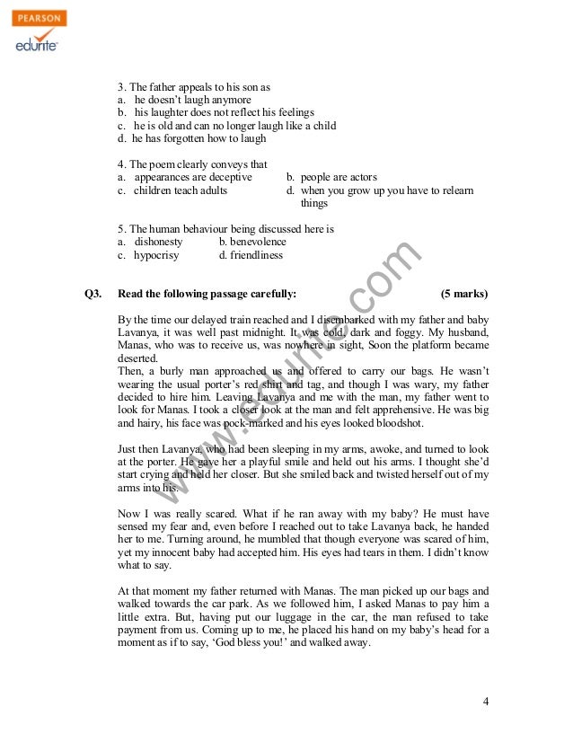 Class 9 Cbse English Communicative Sample Paper Term 1 2011