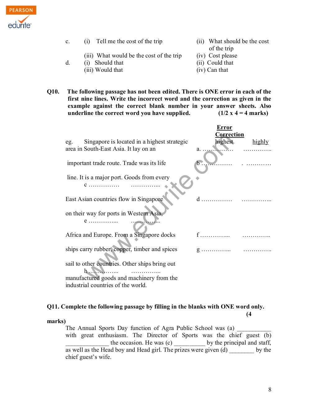 Class 9 Cbse English Communicative Sample Paper Term 1 2011