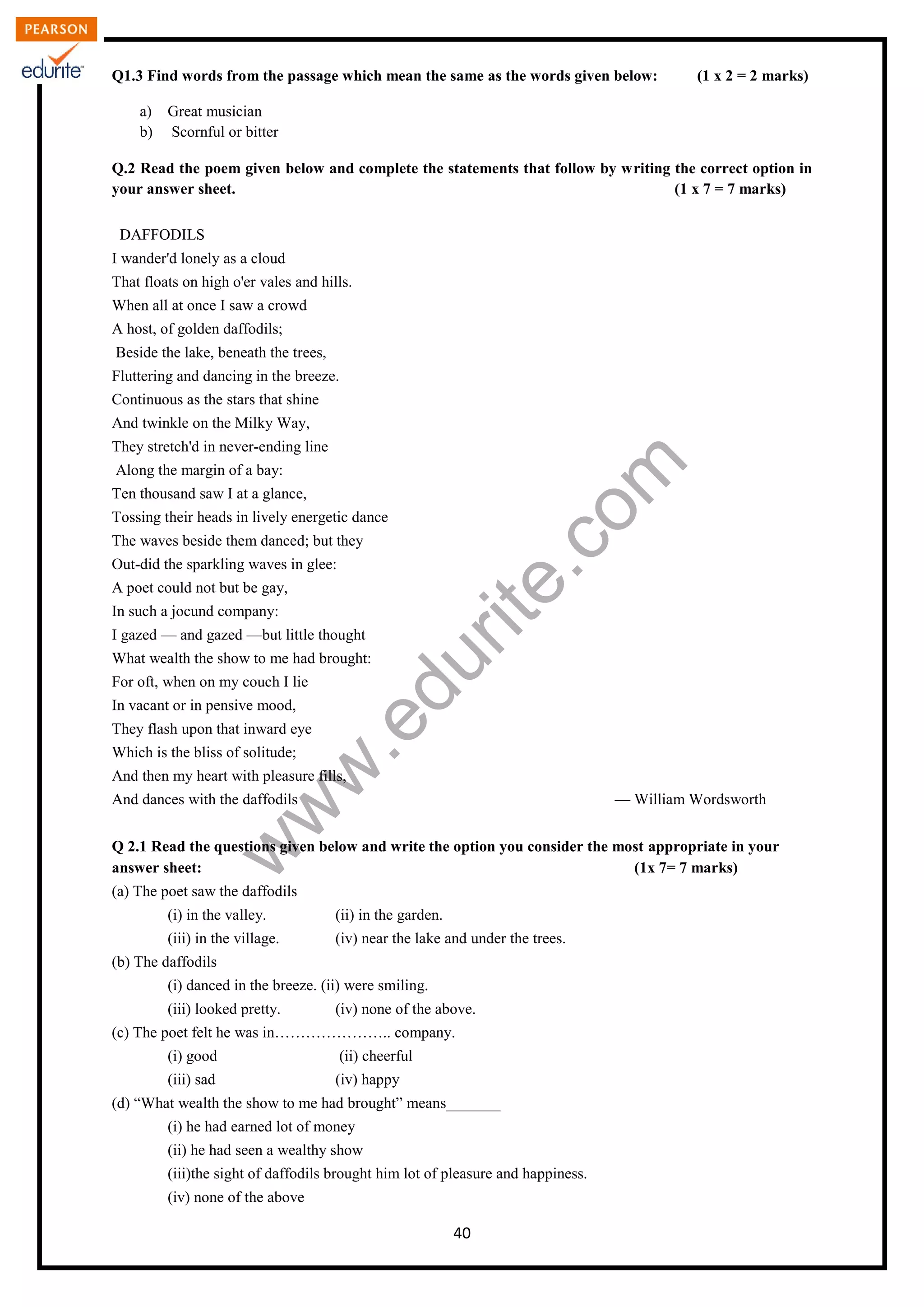 Class 9 Cbse English Communicative Term 2 Sample Paper 2012-13 | PDF