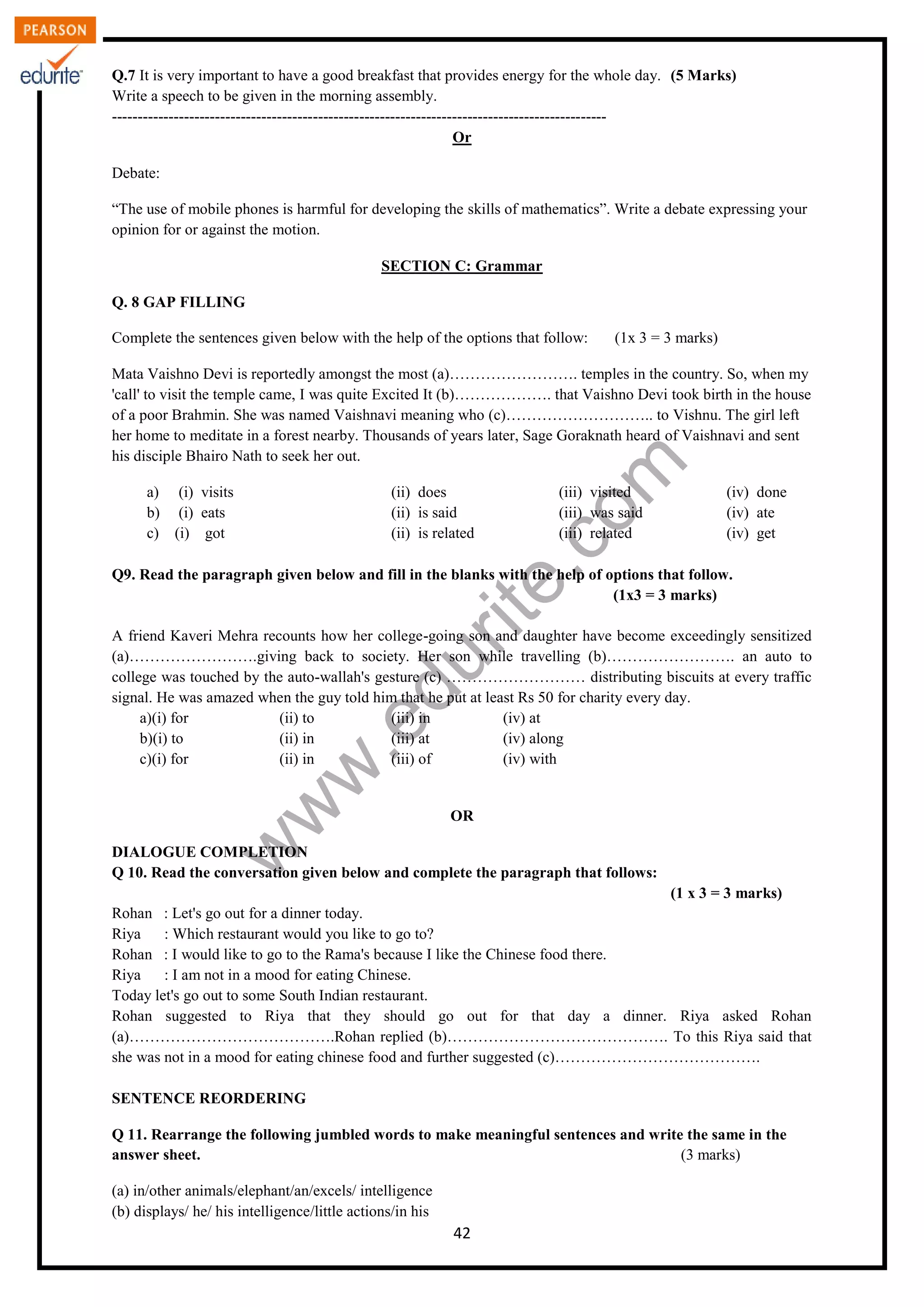 Class 9 Cbse English Communicative Term 2 Sample Paper 2012-13 | PDF