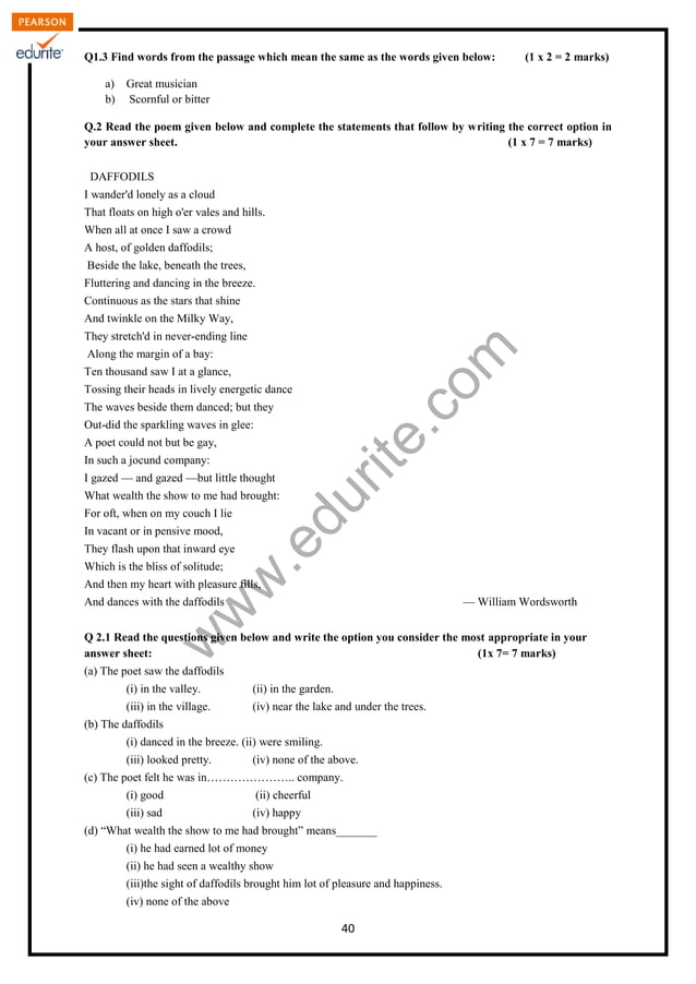 Class 9 Cbse English Communicative Term 2 Sample Paper 2012-13 | PDF