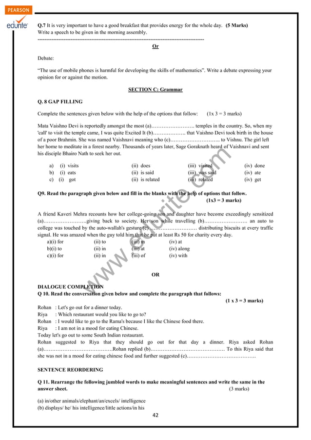 Class 9 Cbse English Communicative Term 2 Sample Paper 2012-13 | PDF