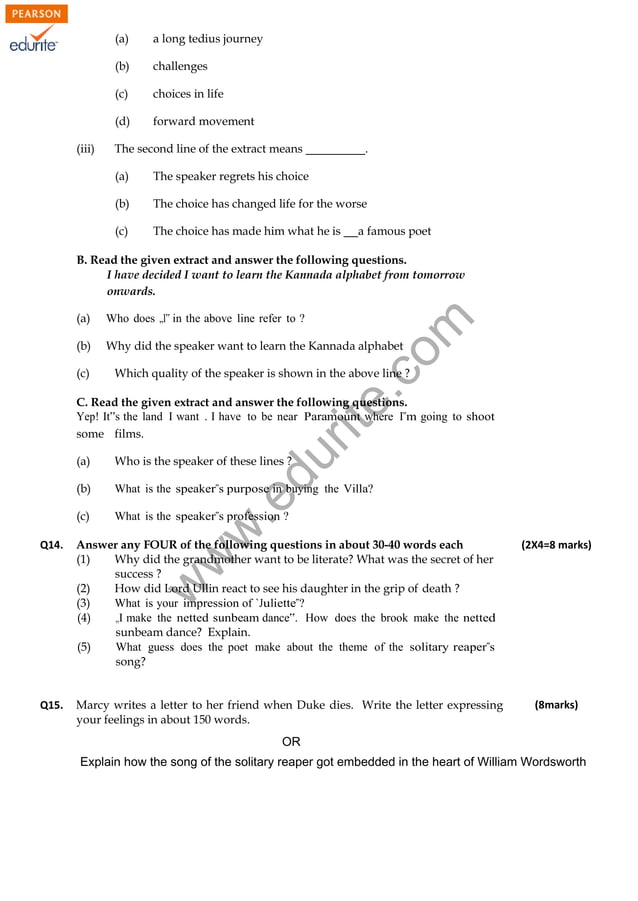 Class 9 Cbse English Communicative Question Paper Term 1 2011 | PDF