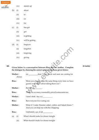 Class 9 Cbse English Communicative Question Paper Term 1 2011 | PDF