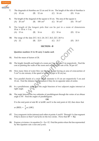 Class 9 Cbse Maths Question Paper | PDF