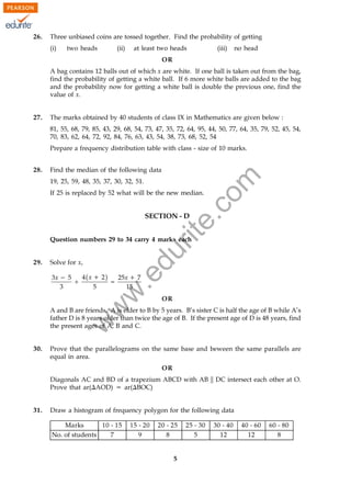 Class 9 Cbse Maths Question Paper | PDF