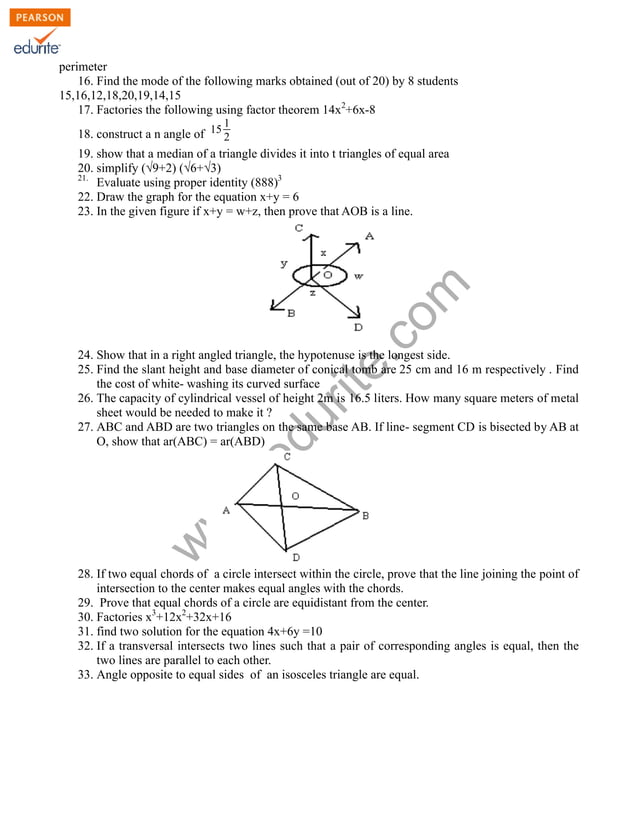 Class 9 Cbse Maths Sample Paper Model 2 | PDF