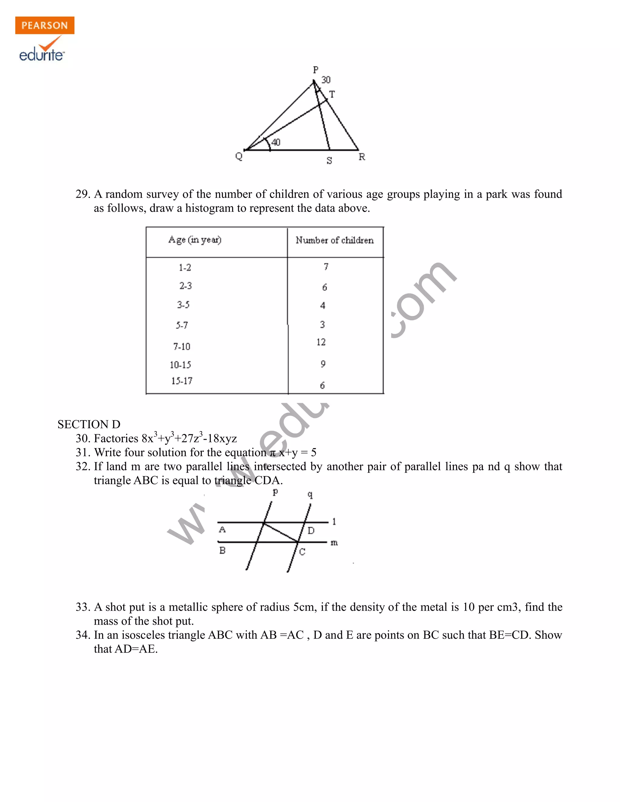 Class 9 Cbse Maths Sample Paper Model 3 | PDF