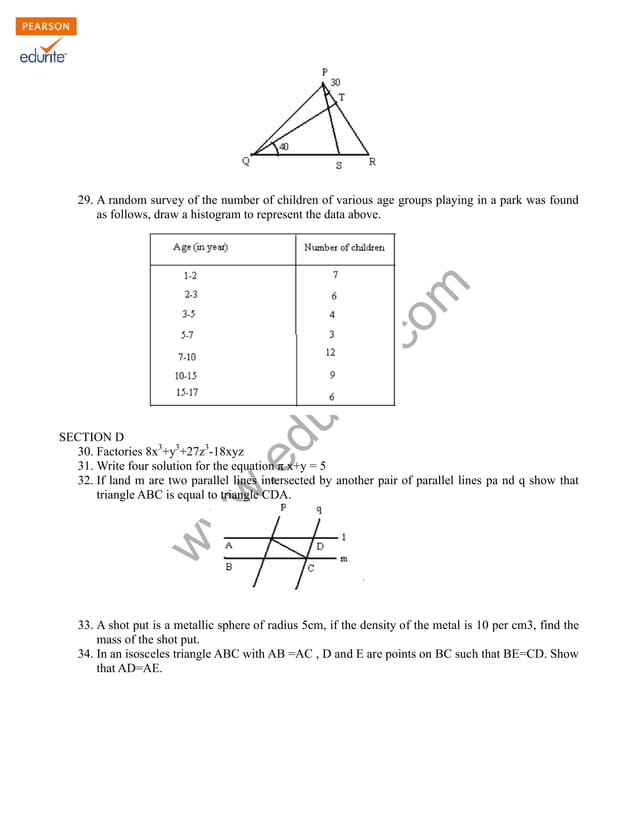 Class 9 Cbse Maths Sample Paper Model 3 | PDF