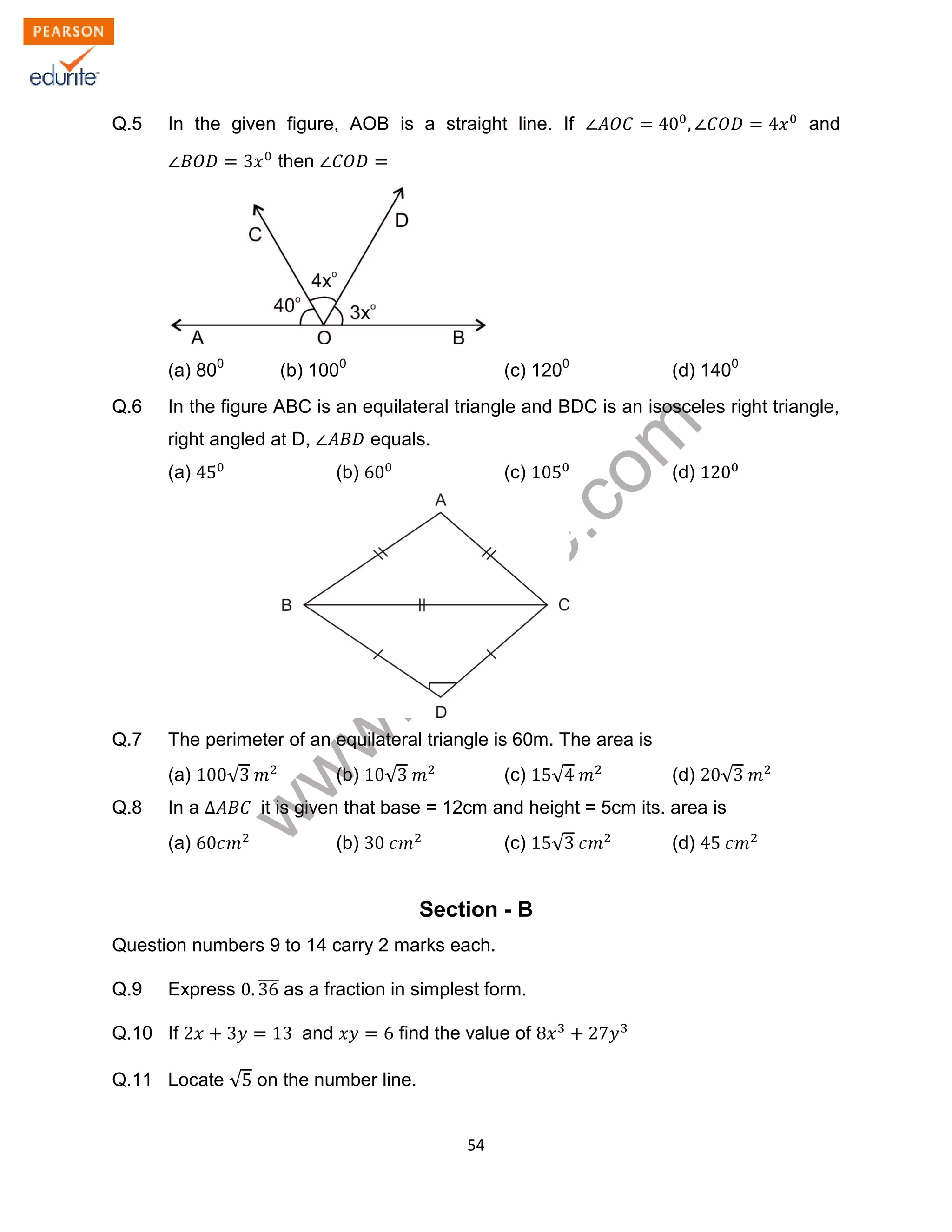 Class 9 Cbse Maths Sample Paper Term 1 Model 1 | PDF