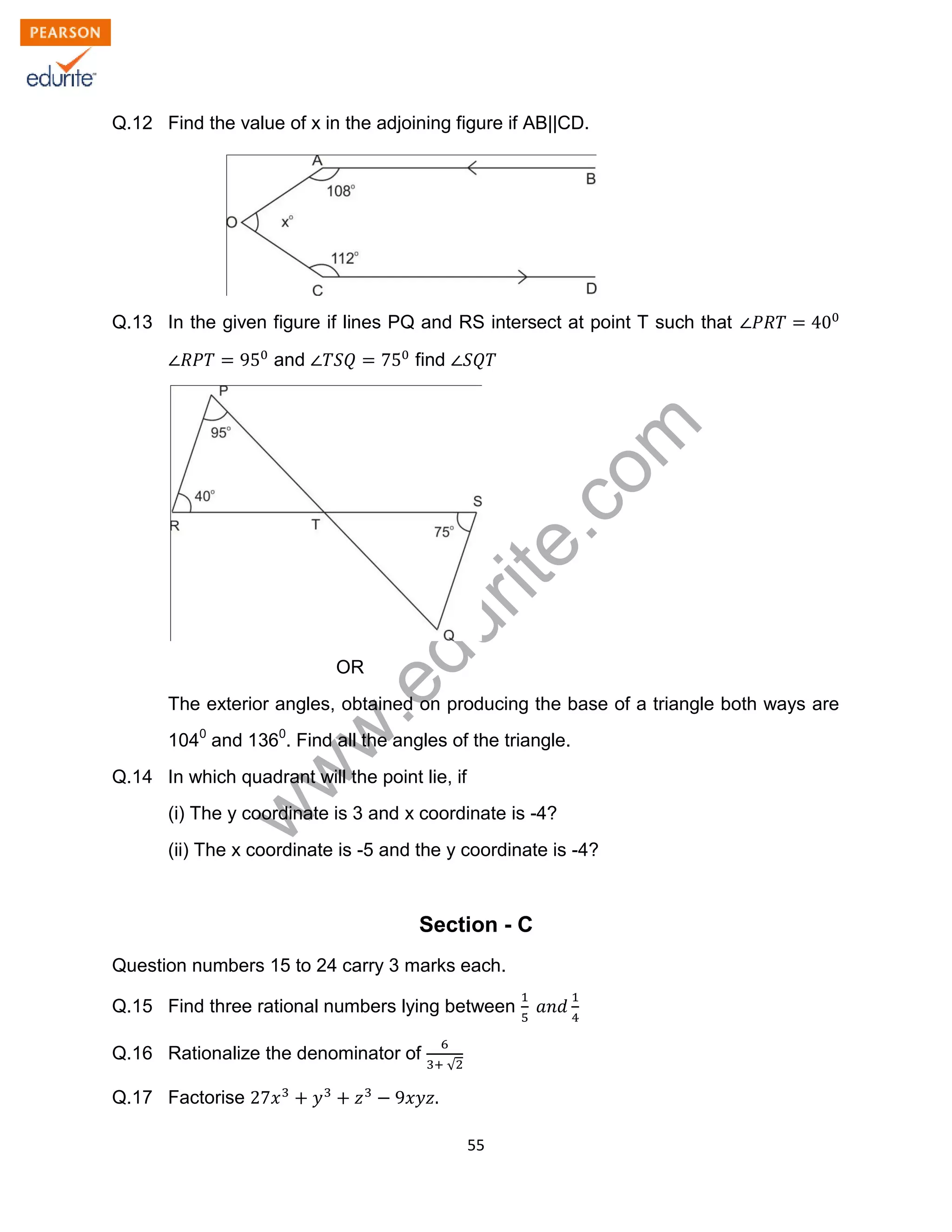Class 9 Cbse Maths Sample Paper Term 1 Model 1 | PDF