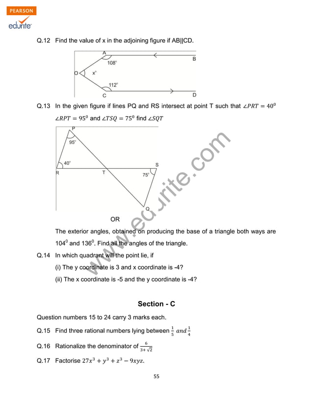 Class 9 Cbse Maths Sample Paper Term 1 Model 1 | PDF | Physics | Science