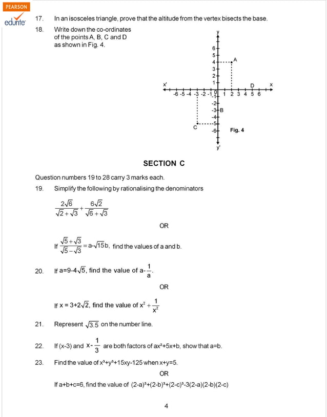 Class 9 Cbse Maths Sample Paper Term 1 | PDF