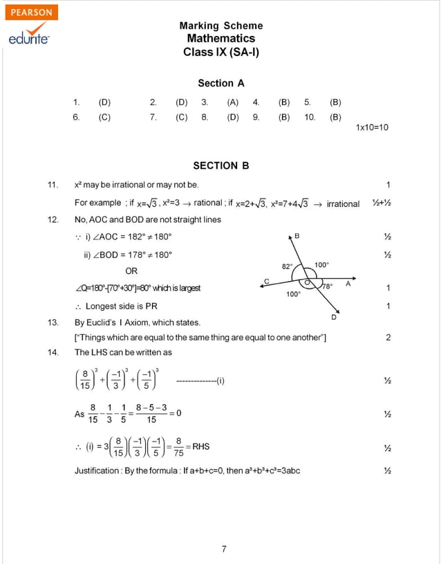 Class 9 Cbse Maths Sample Paper Term 1 | PDF