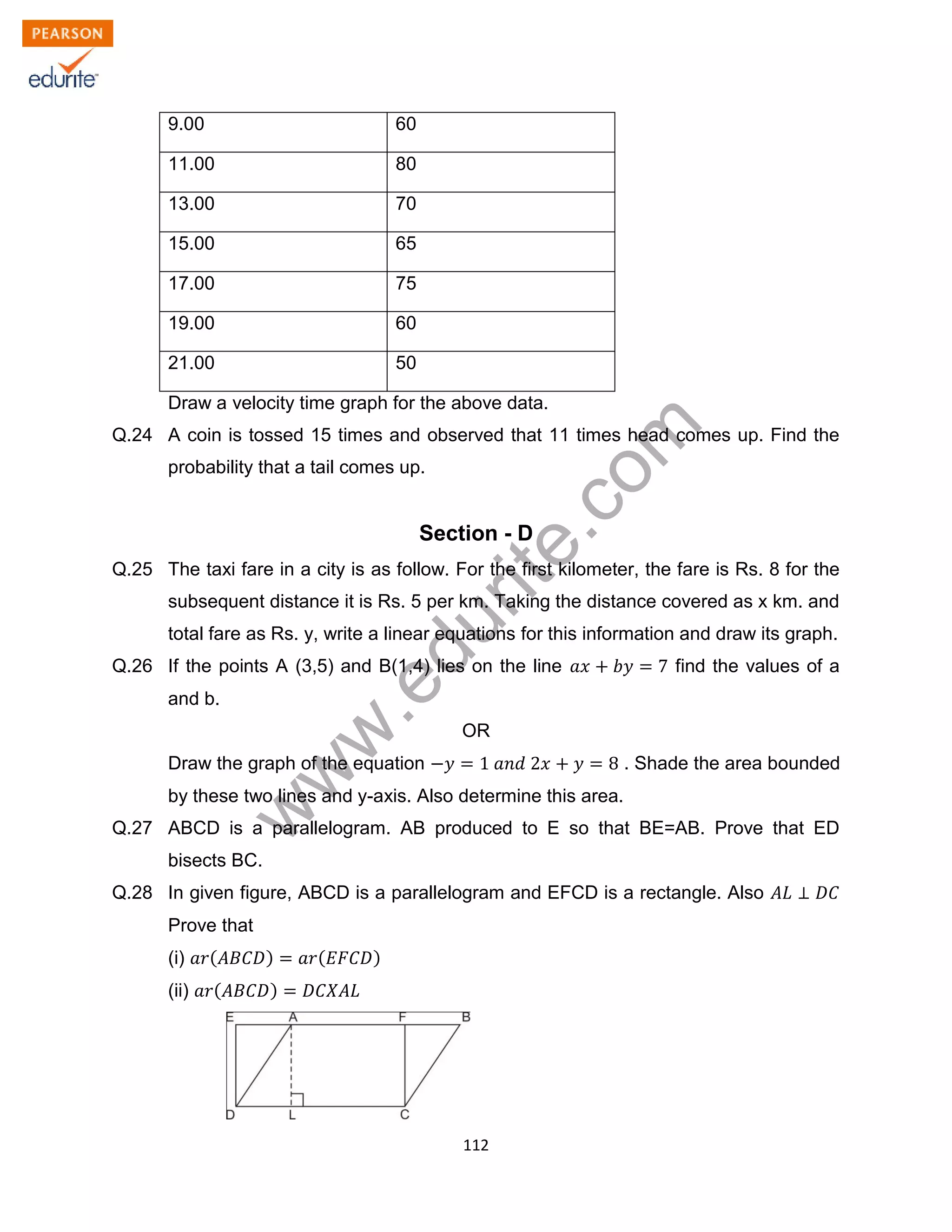 Class 9 Cbse Maths Sample Paper Term 2 Model 1 | PDF