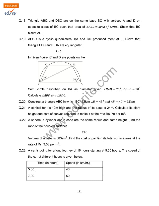 Class 9 Cbse Maths Sample Paper Term 2 Model 1 | PDF