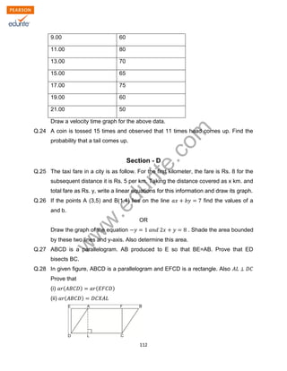Class 9 Cbse Maths Sample Paper Term 2 Model 1 | PDF