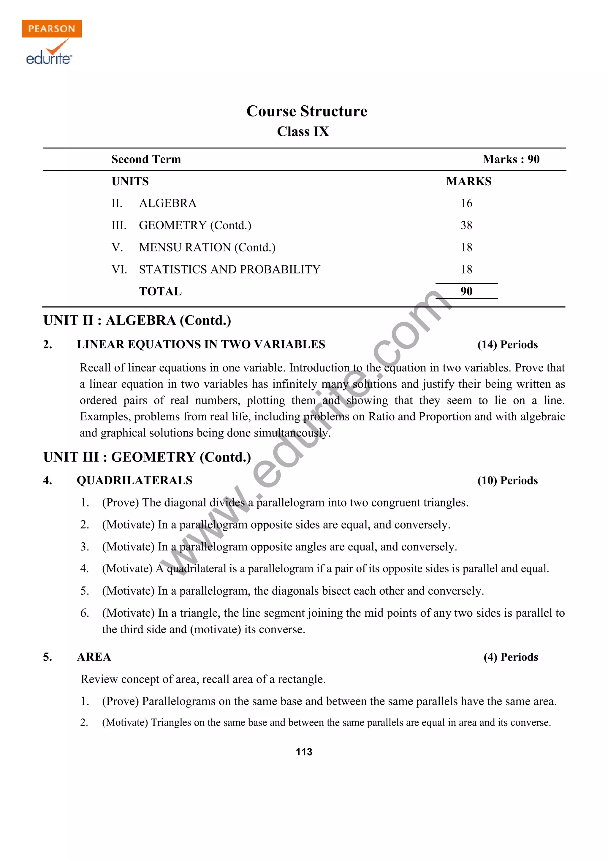 Class 9 Cbse Maths Syllabus 2011-12 | PDF