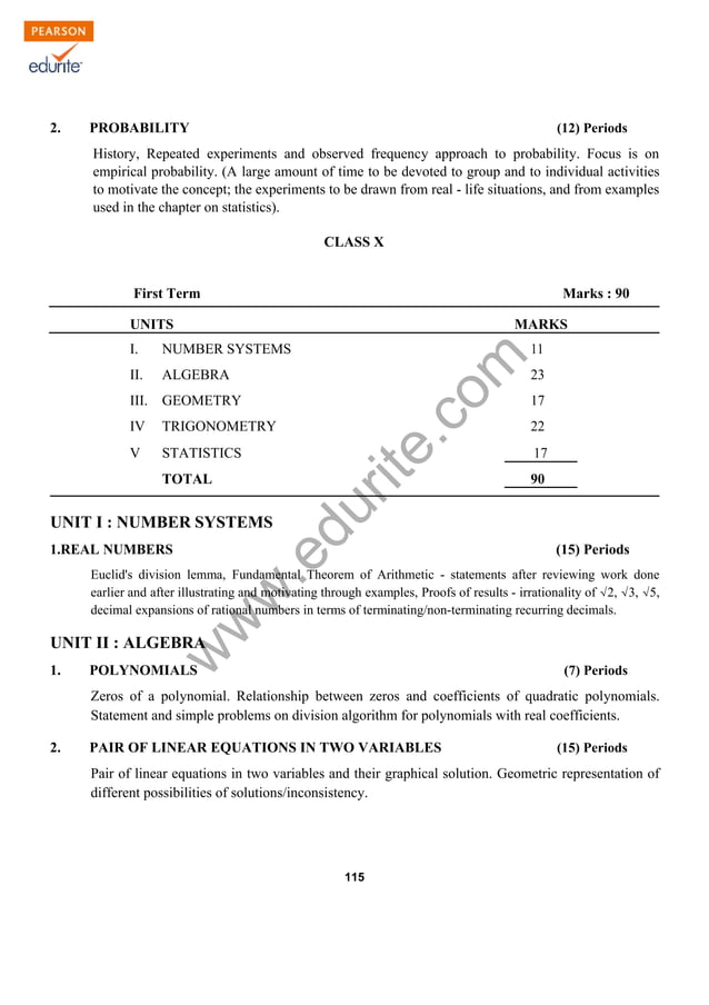 Class 9 Cbse Maths Syllabus 2011-12 | PDF