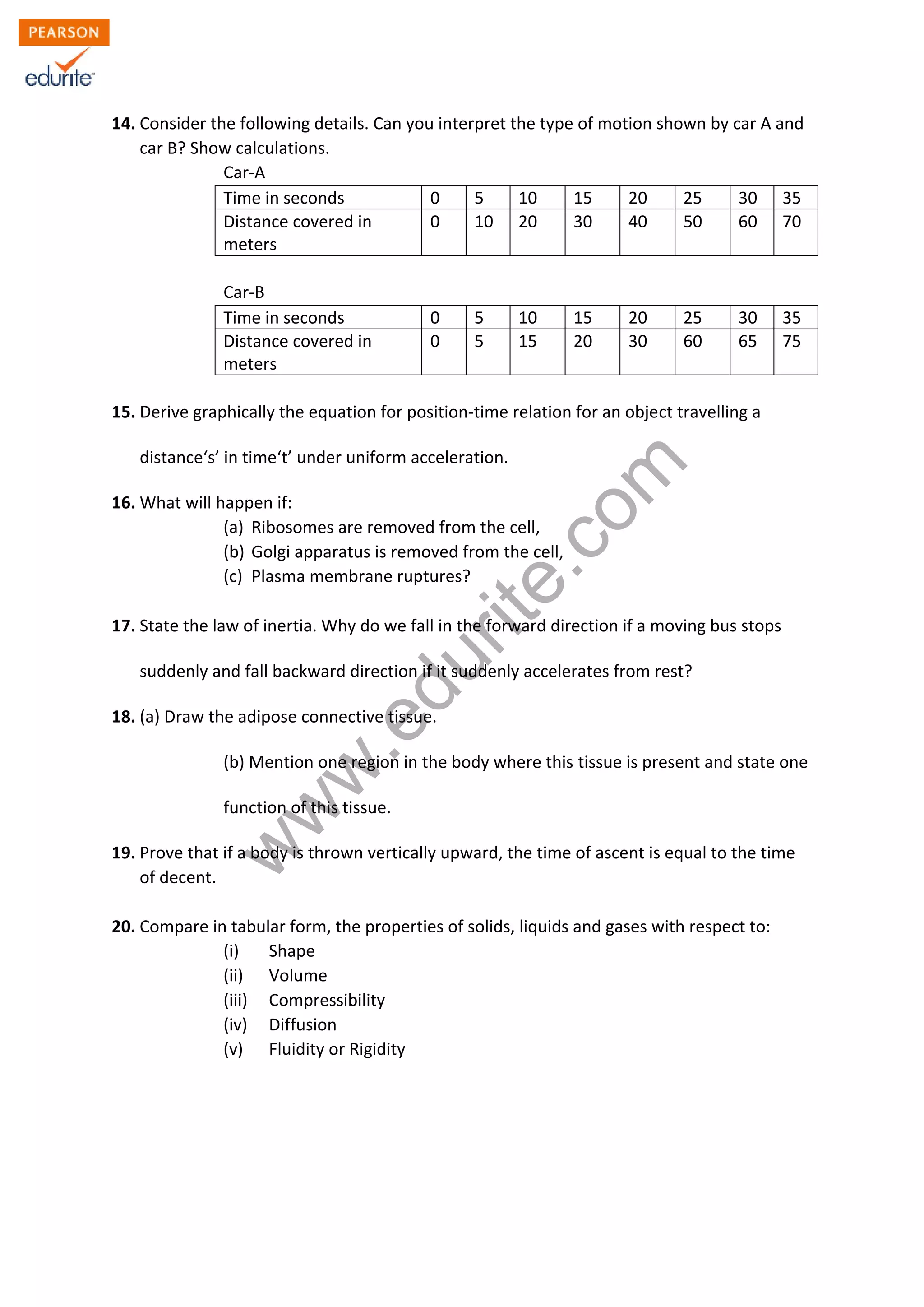 Class 9 Cbse Science Sample Paper Term 1 Model 1 | PDF