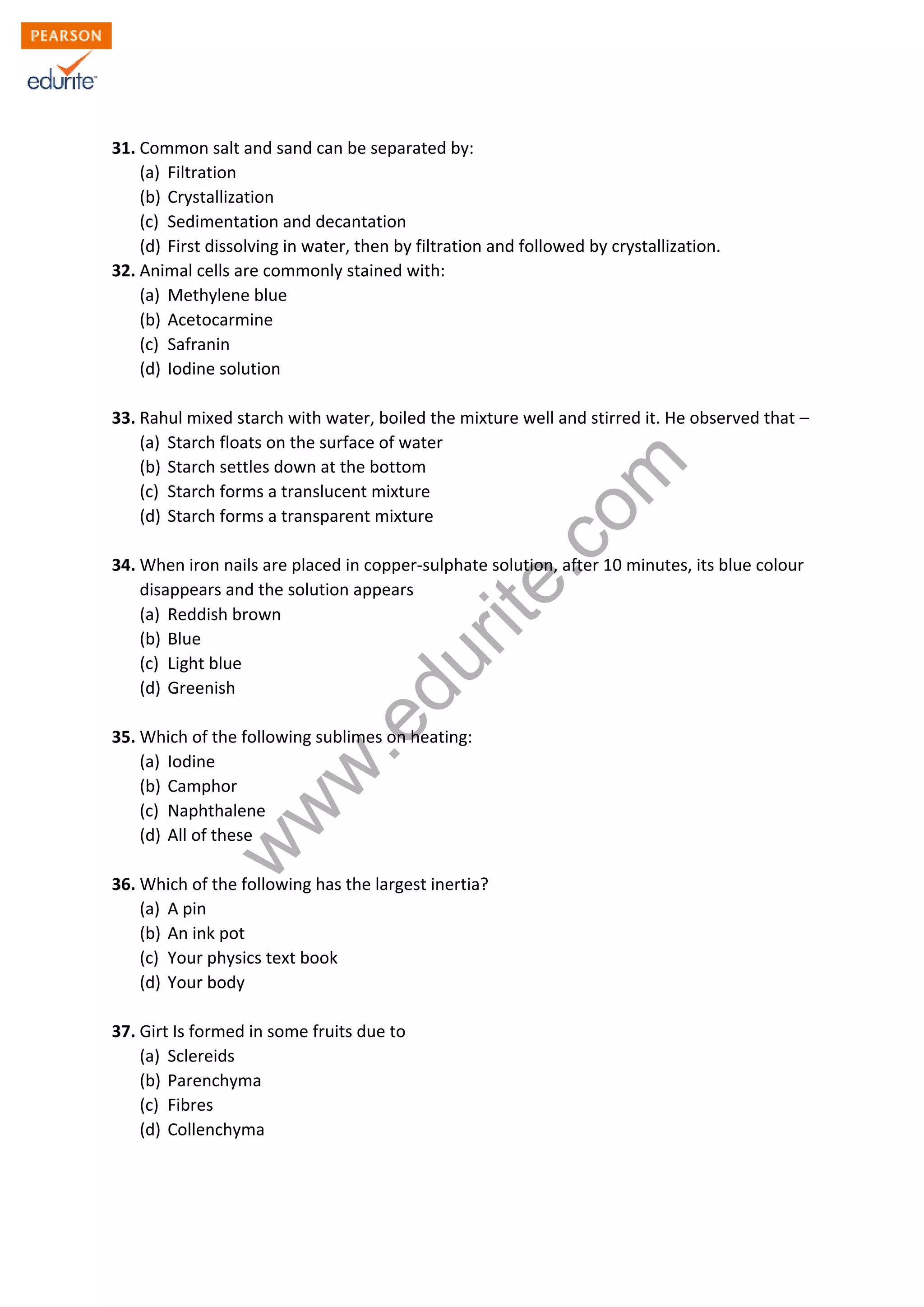 Class 9 Cbse Science Sample Paper Term 1 Model 1 | PDF
