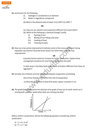 Class 9 Cbse Science Sample Paper Term 1 Model 1 | PDF