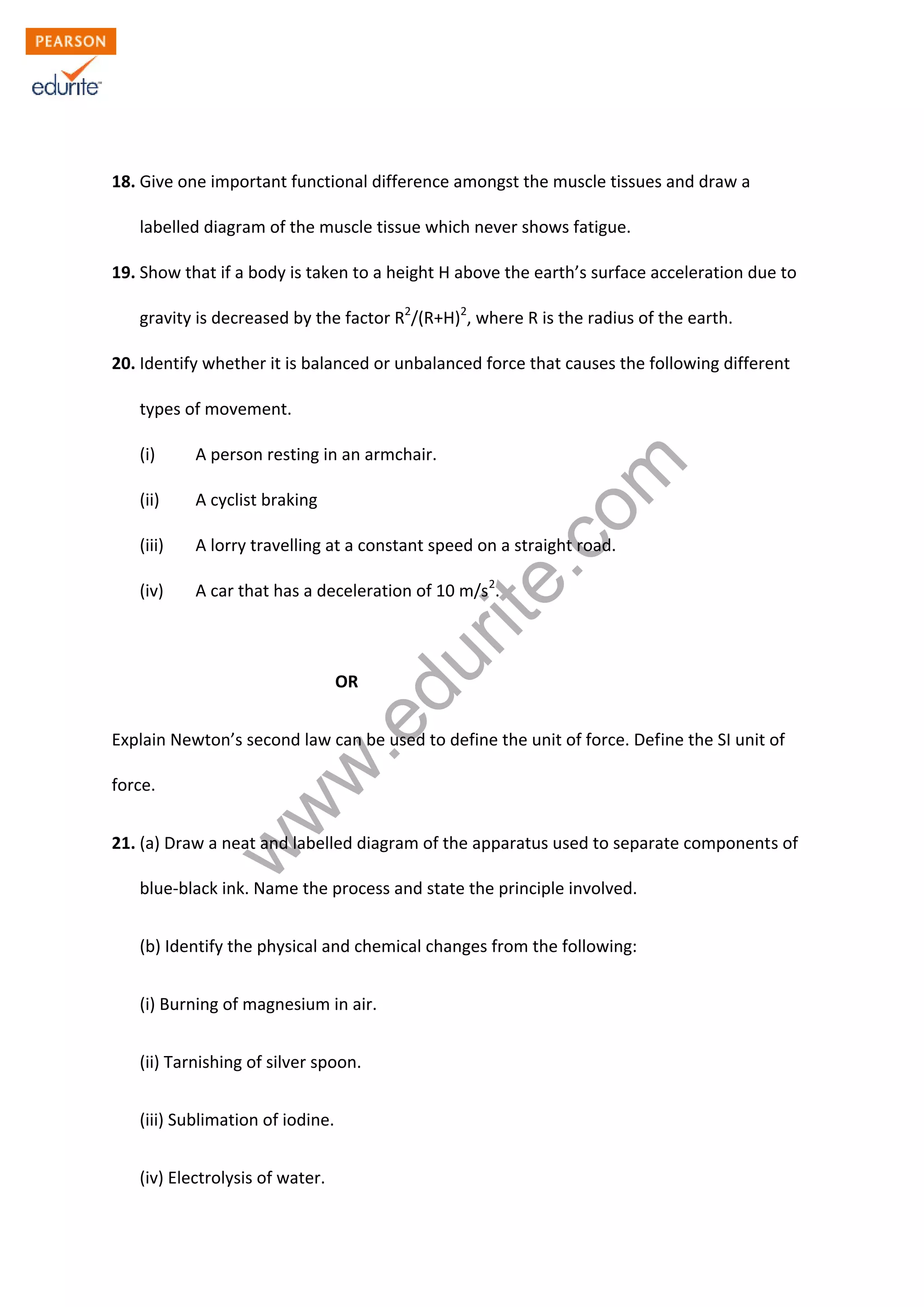 Class 9 Cbse Science Sample Paper Term 1 Model 2 | PDF