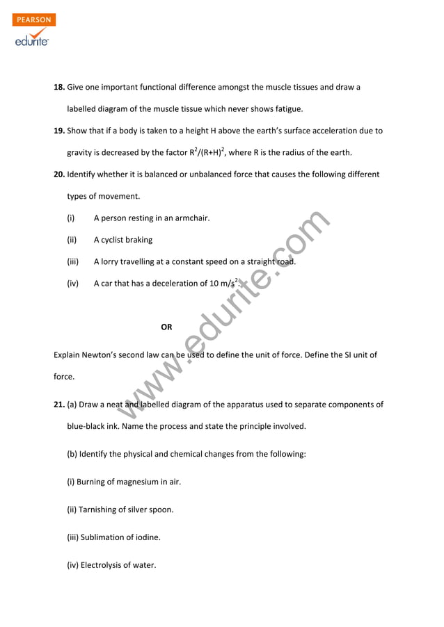 Class 9 Cbse Science Sample Paper Term 1 Model 2 | PDF