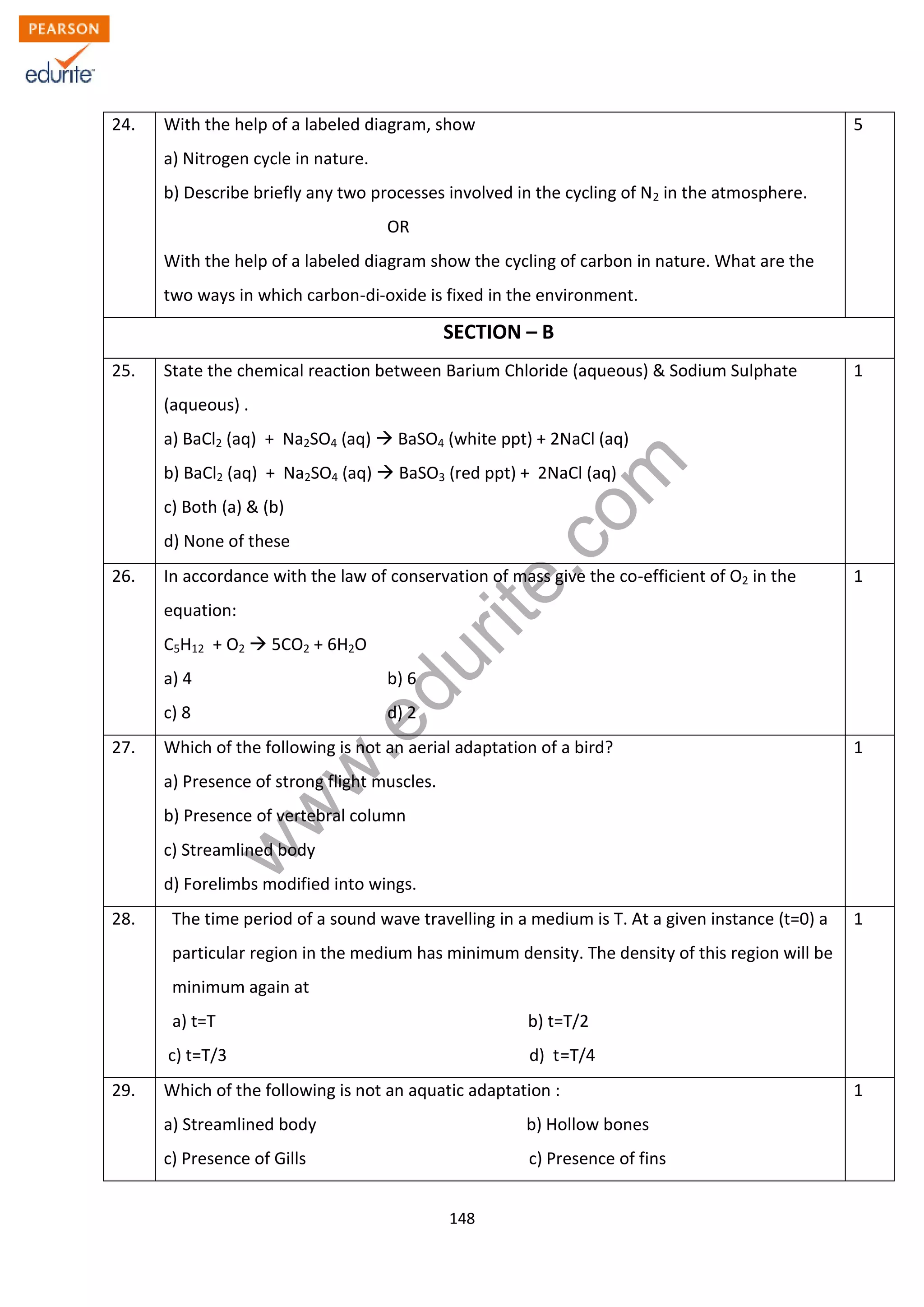 Class 9 Cbse Science Sample Paper Term 2 Model 1 | PDF