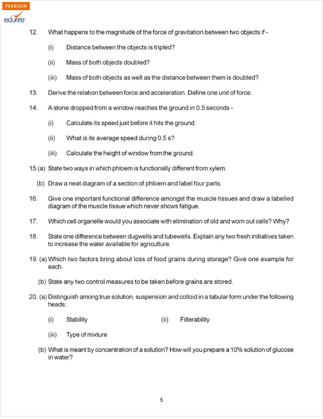 Class 9 Cbse Science Sample Paper Term 1 2012 Model 1 | PDF