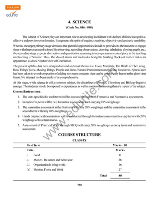 Class 9 Cbse Science Syllabus 2010-11 | PDF