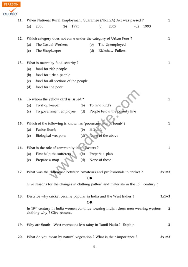 Class 9 Cbse Social Science Question Paper | PDF