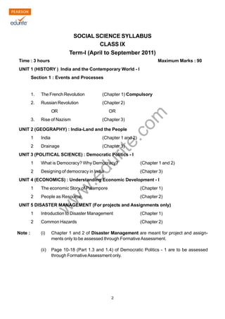 Class 9 Cbse Social Science Sample Paper Term 1 2011 | PDF