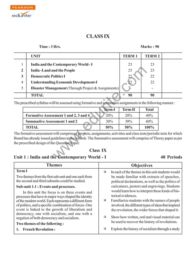 Class 9 Cbse Social Science Syllabus 2012-13 | PDF