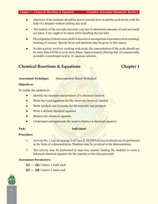 Comprehensive Formative Assessment Manual for Chemical Reactions ...