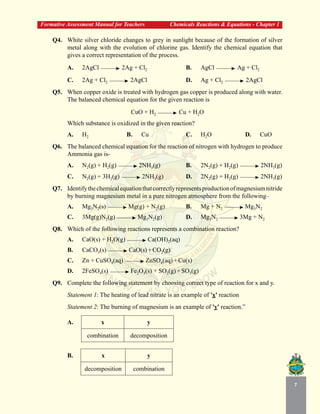 Comprehensive Formative Assessment Manual for Chemical Reactions ...
