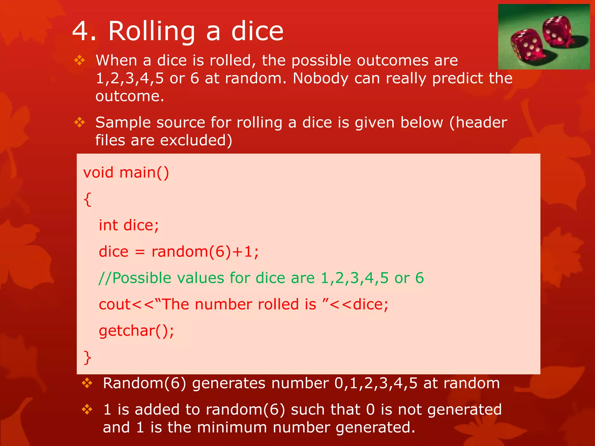 CBSE, Grade12, Computer Science, Random Numbers - Notes | PPT