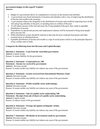Cbse- ECONOMICS BUDGET CHAPTER NOTES AND Q&A | PDF