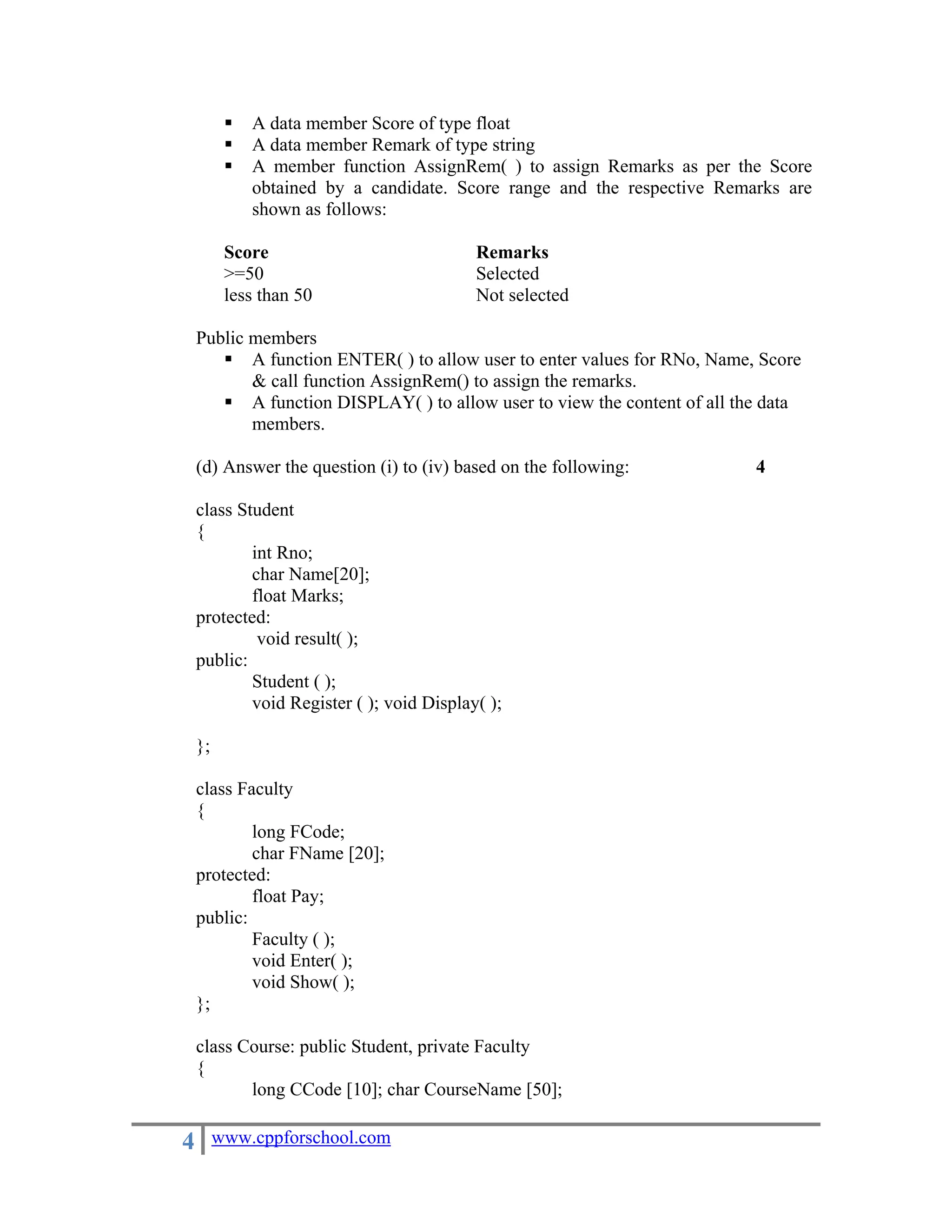 CBSE Question Paper Computer Science with C++ 2011 | PDF