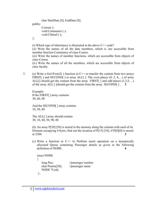 CBSE Question Paper Computer Science with C++ 2011 | PDF