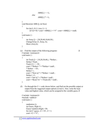 CBSE Question Paper Computer Science with C++ 2011 | PDF