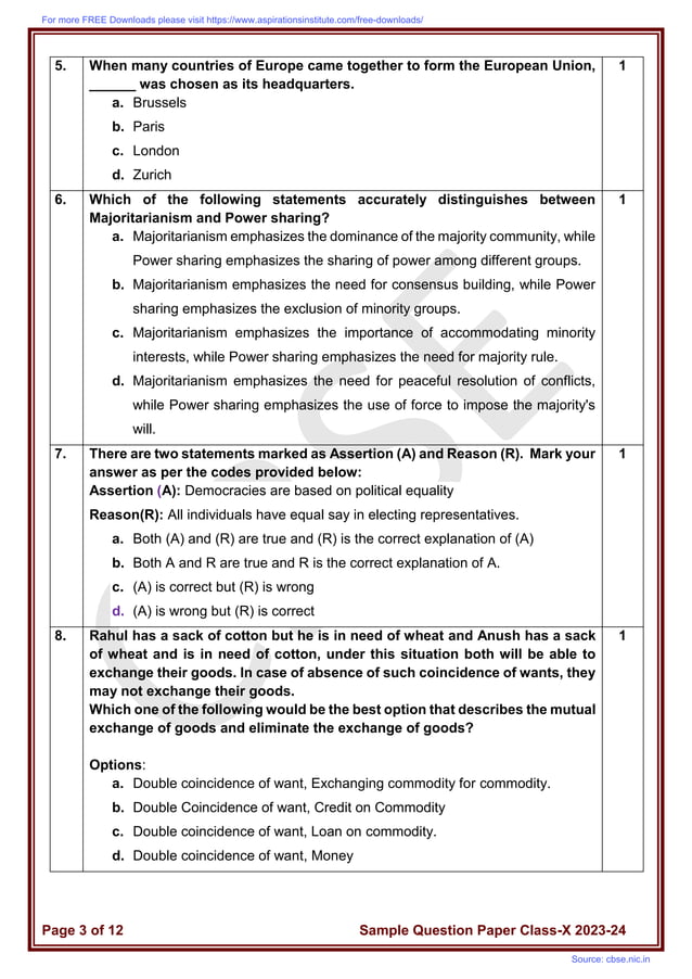CBSE-Sample-Paper-2024-Class-10-Social-Science-SST-SQP.pdf | Political ...