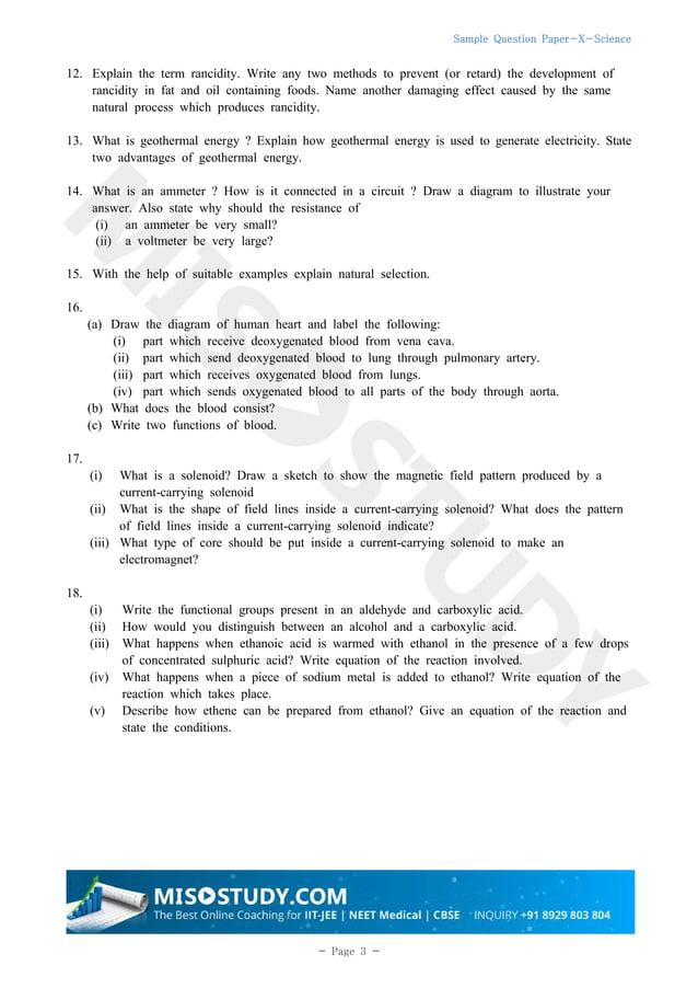 CBSE10th Science Sample Question Paper 2019 | PDF