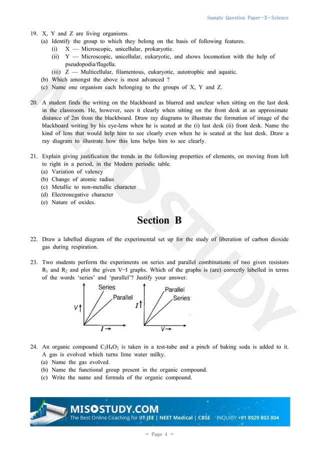 CBSE10th Science Sample Question Paper 2019 | PDF